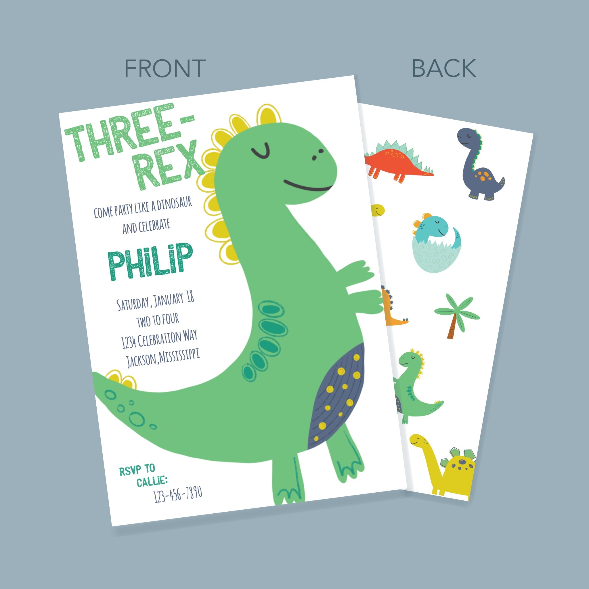 T-Rex Invitation – Callie Wesson Art and Design